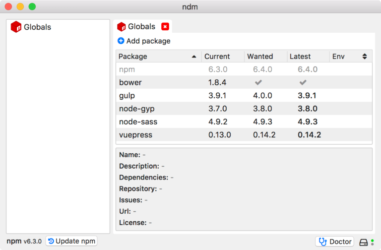 npmをGUIで管理するアプリケーション「ndm – npm desktop manager」 – Webrandum