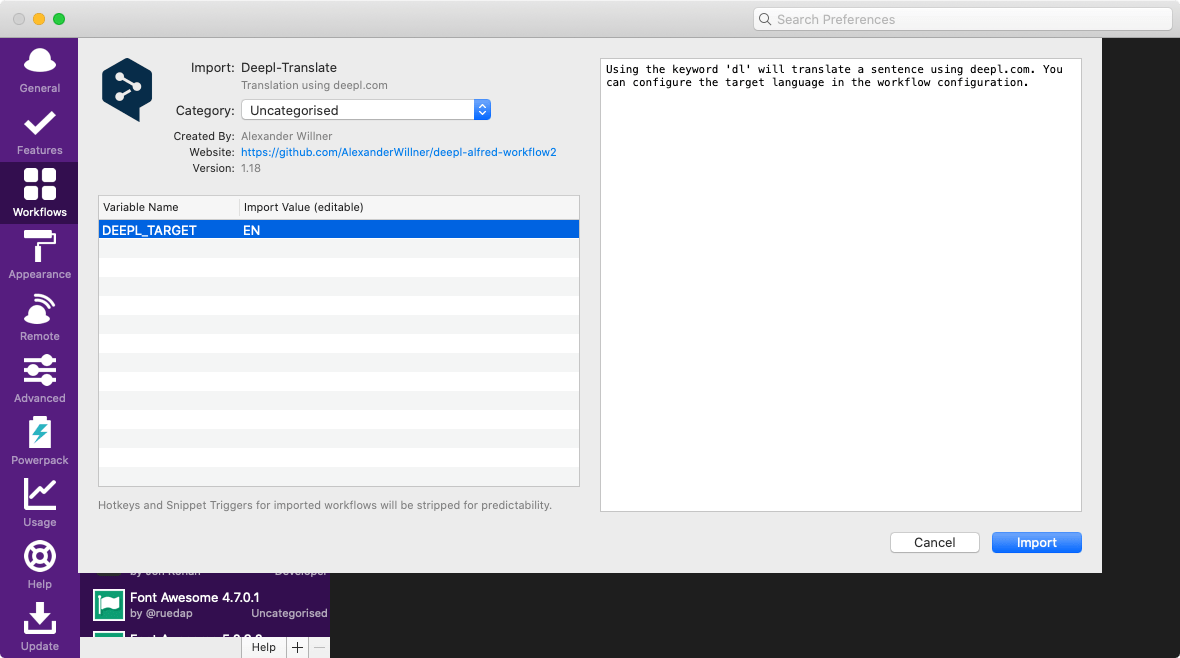 DeepL翻訳をAlfred上で完結させるAlfred Workflow「DeepL-Translate」 – Webrandum